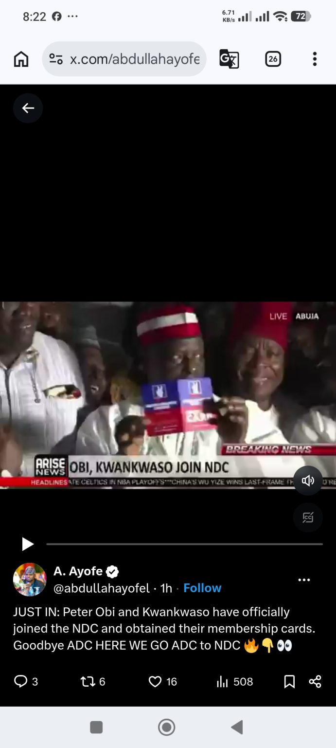 BREAKING: Peter Obi and Kwankwaso Officially Join NDC, Collect ...